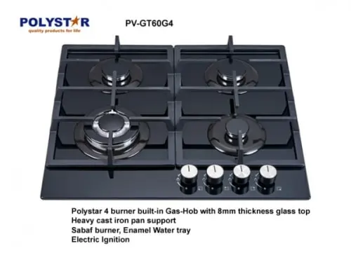 Polystar PV-GT60G4 60cm 4 gas hob Gas Cooker - Ejovial Electronics